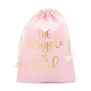 Sparkle and Bash Pink Drawstring Hangover Kit Gift Bags for Bachelorette Party Favors (5 x 7 In, 12 Pack)