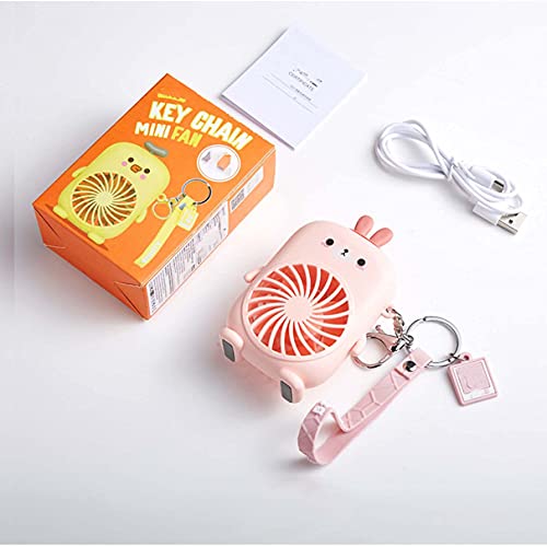 Keychain Mini Fan, Rechargeable Personal Fan, Summer Creative USB Charging Portable Silent Keychain Mini Fan, 500Mah, Handheld for Travel, Walking, Hiking (B)