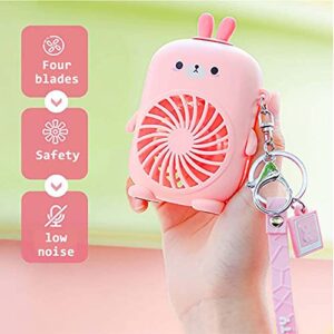 Keychain Mini Fan, Rechargeable Personal Fan, Summer Creative USB Charging Portable Silent Keychain Mini Fan, 500Mah, Handheld for Travel, Walking, Hiking (B)