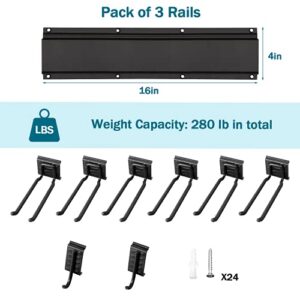 WMK Garage Tool Organizer Wall Mount, 11 PCS Garden Tool Rack with 8 Adjustable Heavy Duty Storage Hooks, Aluminum Tool Storage Racks 48 Inch, Max Load to 280lbs