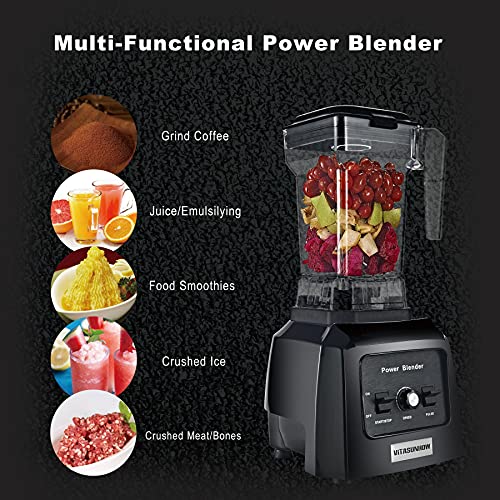 VITASUNHOW Professional Blenders with 1300-Watt Motor & 11 Speeds Control, High Speed Blender for Puree, Ice Crush, Shakes and Smoothies,Black