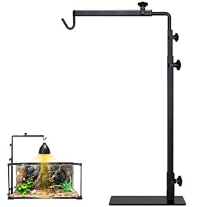 lisinan adjustable reptile terrarium heat lamp stand,metal reptile lamp holder bracket with turtle tank light fixture accessories,used for lizards snakes amphibians tortoise habitat(m, 11.81"x25.19")