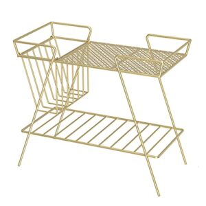 storage newspaper baskets magazine rack wrought iron newspaper rack bookshelf bedroom floor rack home picture book rack (color : gold, size : 6231.553.5cm)