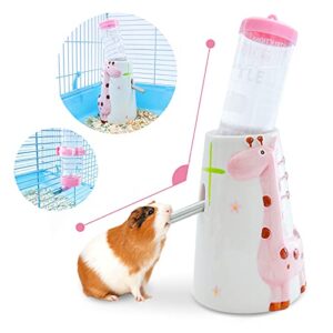 guinea pig water bottle, small animal water bottle no drip, overtang 2 in 1 125ml rodent pet water bottle no drip for cage hanging water feeding bottles auto dispenser for hamster guinea pig rabbit