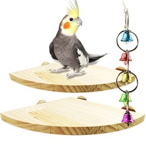 2 pieces bird perches bird platform perch with pet toys bird cage accessories parrot perch bird rest platform and training toy for parakeet gerbil cockatiel budgie rat mouse chinchilla hamster