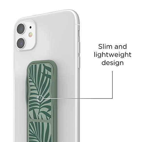 Richmond & Finch Phone Grip Holder and Expanding Stand, Universal Finger Grip Kickstand Compatible with iPhone, Samsung and More, Multiple Viewing Angles, Dark Green Palms Design