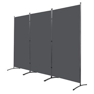 jvvmnjlk indoor room divider,portable office divider,convenient movable(3-panel),folding partition privacy screen for bedroom,dining room, study,102" w x 19.7" d x 71.3" h,dark gray