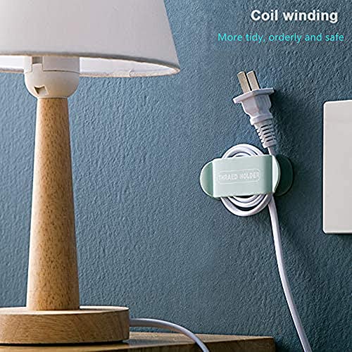 4-Piece Plug self-Adhesive Hook - Wire Holder Wire Storage Device for Home and Office Cables (Dark Blue, Light Blue, Gray, Pink)