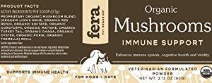 FERA PET ORGANICS Allergy and Immune Support Mushrooms Supplement Blend for Dogs and Cats - Cognitive Health, Vitality, and Immune Support Booster - 120 Servings, 60g