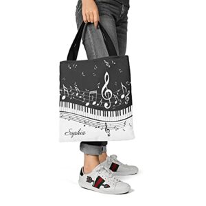 Eiis Personalized Tote Bag Abstract Piano Music Canvas Shopping Travel Resusable Shoulder Tote Bag Handbag, One Size