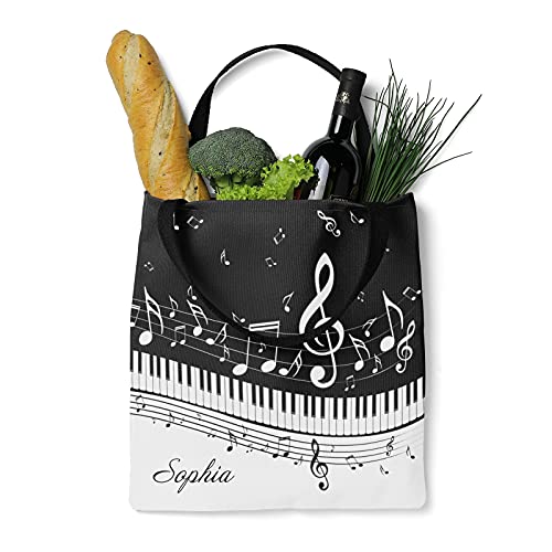 Eiis Personalized Tote Bag Abstract Piano Music Canvas Shopping Travel Resusable Shoulder Tote Bag Handbag, One Size