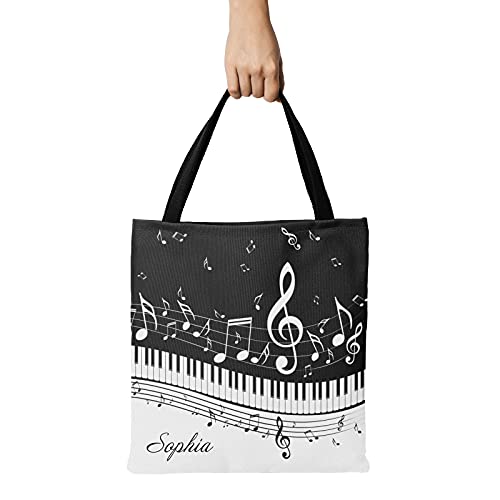 Eiis Personalized Tote Bag Abstract Piano Music Canvas Shopping Travel Resusable Shoulder Tote Bag Handbag, One Size