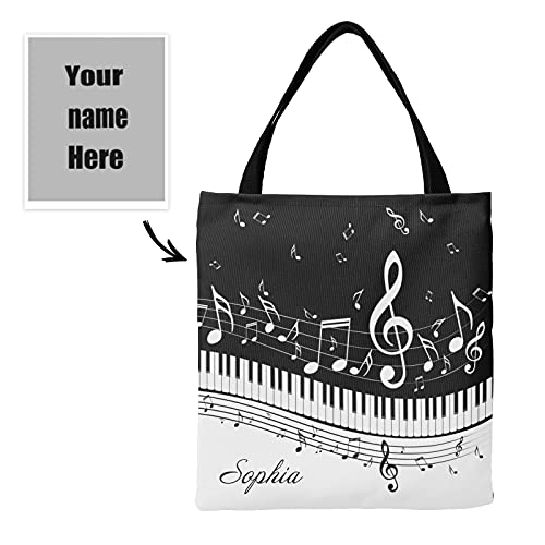 Eiis Personalized Tote Bag Abstract Piano Music Canvas Shopping Travel Resusable Shoulder Tote Bag Handbag, One Size