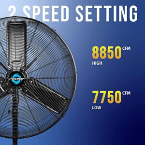 Tornado 30 Inch Commercial Industrial Oscillating Stationary Waterproof Pedestal Electric Fan cETL Safety Listed - 2 Years Limited Warranty