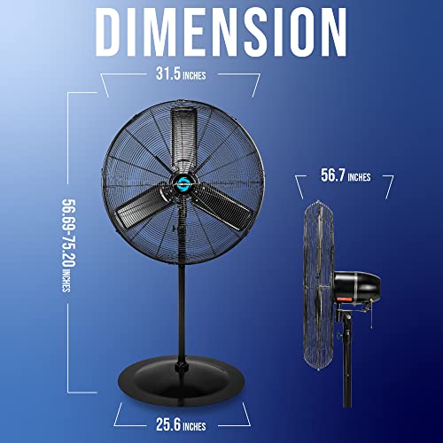 Tornado 30 Inch Commercial Industrial Oscillating Stationary Waterproof Pedestal Electric Fan cETL Safety Listed - 2 Years Limited Warranty