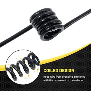 Oyviny 4 Way Flat Trailer Extension Coiled Cable 3 Feet 4 Pin Male and Female Wiring Harness Adapter 36" Stretchable Coiled Extension Wiring Cable with Dust Cover Plug & Play Connector 18 Guage