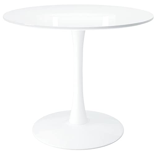 Aron Living Rose Contemporary 36" Mid-Century Wood Top Dining Table in White