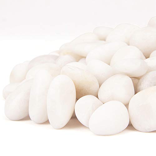 18 Pounds Decorative Pebbles White Stones River Rock Aquarium Gravel,White Natural Polished Decorative Gravel,White Pebbles,Garden Ornamental Pebbles,Decorative Stones,Polished Decor Rocks (18.6)