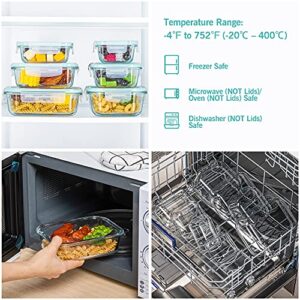 Vtopmart 8 Pack Glass Food Storage Containers with Lids, Glass Meal Prep Containers, Airtight Glass Bento Boxes with Leak Proof Locking Lids, for Microwave, Oven, Freezer and Dishwasher