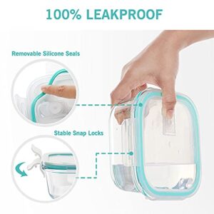 Vtopmart 8 Pack Glass Food Storage Containers with Lids, Glass Meal Prep Containers, Airtight Glass Bento Boxes with Leak Proof Locking Lids, for Microwave, Oven, Freezer and Dishwasher