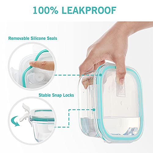 Vtopmart 8 Pack Glass Food Storage Containers with Lids, Glass Meal Prep Containers, Airtight Glass Bento Boxes with Leak Proof Locking Lids, for Microwave, Oven, Freezer and Dishwasher