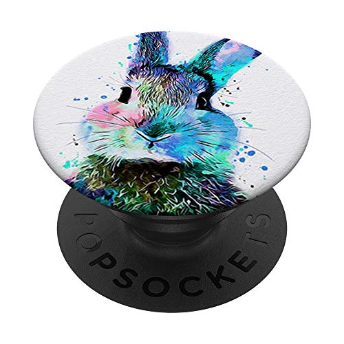 Cute Watercolor Rabbit Design Colorful Artistic on White PopSockets Swappable PopGrip