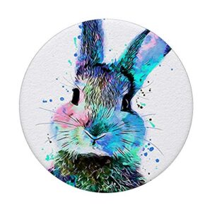 Cute Watercolor Rabbit Design Colorful Artistic on White PopSockets Swappable PopGrip