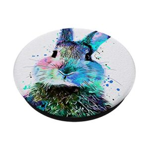 Cute Watercolor Rabbit Design Colorful Artistic on White PopSockets Swappable PopGrip