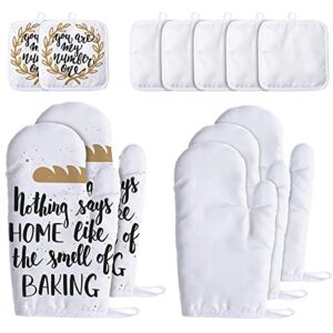 blank sublimation oven mitts set include blank sublimation heat resistance oven gloves and blank sublimation pot holders for diy kitchen dining room accessories (12 pieces)