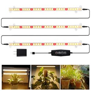 gytf led grow light strips, 3500k 90-bulb full spectrum dimmable plant growing lamp bars with auto on/off timer for indoor plants succulents seeds starting hydroponics, extendable design