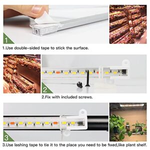 GYTF LED Grow Light Strips, 3500K 90-Bulb Full Spectrum Dimmable Plant Growing Lamp Bars with Auto ON/Off Timer for Indoor Plants Succulents Seeds Starting Hydroponics, Extendable Design