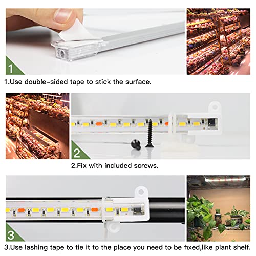 GYTF LED Grow Light Strips, 3500K 90-Bulb Full Spectrum Dimmable Plant Growing Lamp Bars with Auto ON/Off Timer for Indoor Plants Succulents Seeds Starting Hydroponics, Extendable Design