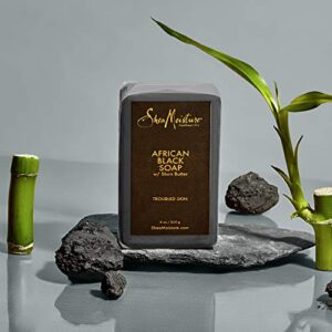 SheaMoisture Face and Body Bar for Oily, Blemish-Prone Skin African Black Soap Paraben Free, facial cleanser, 3.5 Ounce (Pack of 4)