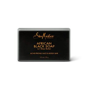 SheaMoisture Face and Body Bar for Oily, Blemish-Prone Skin African Black Soap Paraben Free, facial cleanser, 3.5 Ounce (Pack of 4)