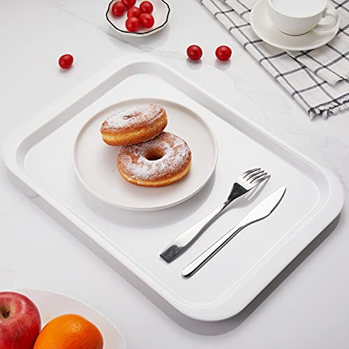 HSDT Melamine Serving Trays White 17.1x12.2 Inch Rectangle Cafeteria Fast Food Trays Breakfast Lunch Dinner Trays for Eating Set of 6,PFW-174122-06