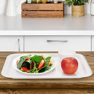 HSDT Melamine Serving Trays White 17.1x12.2 Inch Rectangle Cafeteria Fast Food Trays Breakfast Lunch Dinner Trays for Eating Set of 6,PFW-174122-06