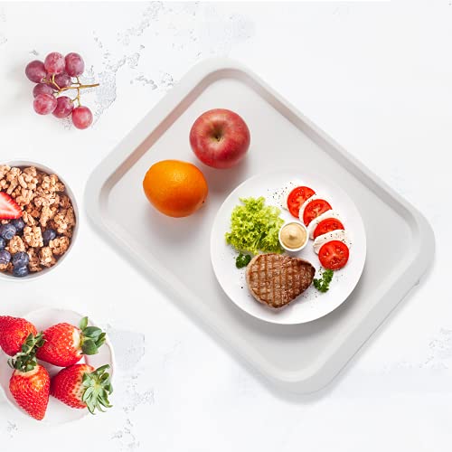 HSDT Melamine Serving Trays White 17.1x12.2 Inch Rectangle Cafeteria Fast Food Trays Breakfast Lunch Dinner Trays for Eating Set of 6,PFW-174122-06