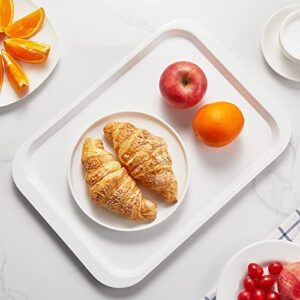 HSDT Melamine Serving Trays White 17.1x12.2 Inch Rectangle Cafeteria Fast Food Trays Breakfast Lunch Dinner Trays for Eating Set of 6,PFW-174122-06