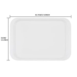 HSDT Melamine Serving Trays White 17.1x12.2 Inch Rectangle Cafeteria Fast Food Trays Breakfast Lunch Dinner Trays for Eating Set of 6,PFW-174122-06