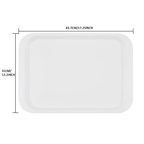 HSDT Melamine Serving Trays White 17.1x12.2 Inch Rectangle Cafeteria Fast Food Trays Breakfast Lunch Dinner Trays for Eating Set of 6,PFW-174122-06