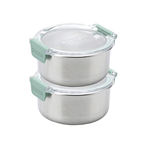 Smash Stainless Steel Snack Pots, Sage, 6.7OZ capacity, (2 Pack)