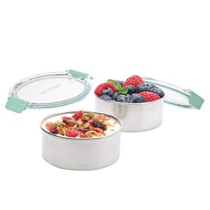 Smash Stainless Steel Snack Pots, Sage, 6.7OZ capacity, (2 Pack)