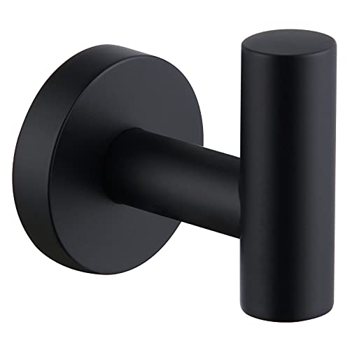 Angle Simple Bathroom Towel Hook Matte Black, Stainless Steel Shower Towel Holder, Kitchen Towel Hanger, Round Robe Hook for Wall