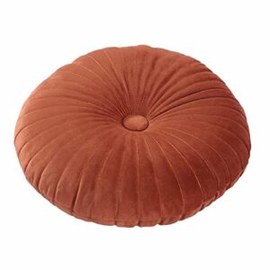 hlovme round pillow cushion for couch velvet decorative small throw pillow solid color for living room bed floor 13.7”, orange