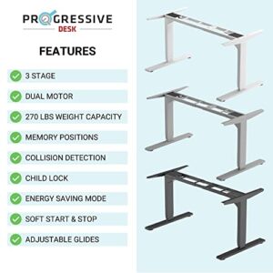 Progressive Desk Standing Desk Electric 48x30, Dual Motor 3 Stages Height Adjustable Stand up Desk - Dark Cherry/Grey Frame