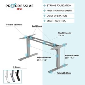 Progressive Desk Standing Desk Electric 48x30, Dual Motor 3 Stages Height Adjustable Stand up Desk - Dark Cherry/Grey Frame