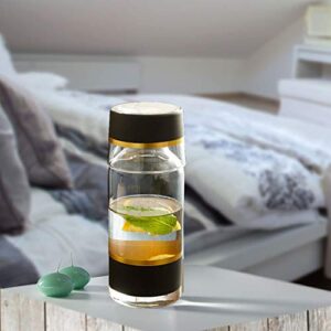 CEVVIZZ Bedside Water Carafe With Glass Set -Cup and Bottle to Keep Next To Your Bed for a Handy Midnight Drink - Glass Carafe 24 oz/Cup 7.5 oz - Beautiful Gift Box (GOLD ELEGANCE)