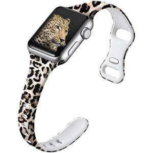 witzon slim bands compatible with apple watch band 40mm 38mm 41mm for women, fadeless floral cute printed silicone sport replacement wristbands for apple iwatch series 8 7 6 5 4 3 se, cheetah print