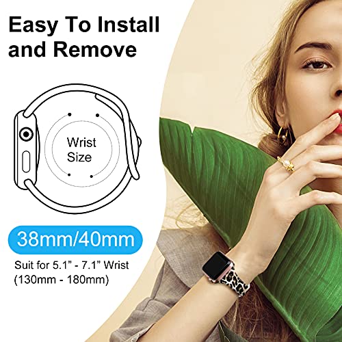 Witzon Slim Bands Compatible with Apple Watch Band 40mm 38mm 41mm for Women, Fadeless Floral Cute Printed Silicone Sport Replacement Wristbands for Apple iWatch Series 8 7 6 5 4 3 SE, Cheetah Print