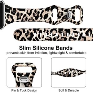 Witzon Slim Bands Compatible with Apple Watch Band 40mm 38mm 41mm for Women, Fadeless Floral Cute Printed Silicone Sport Replacement Wristbands for Apple iWatch Series 8 7 6 5 4 3 SE, Cheetah Print